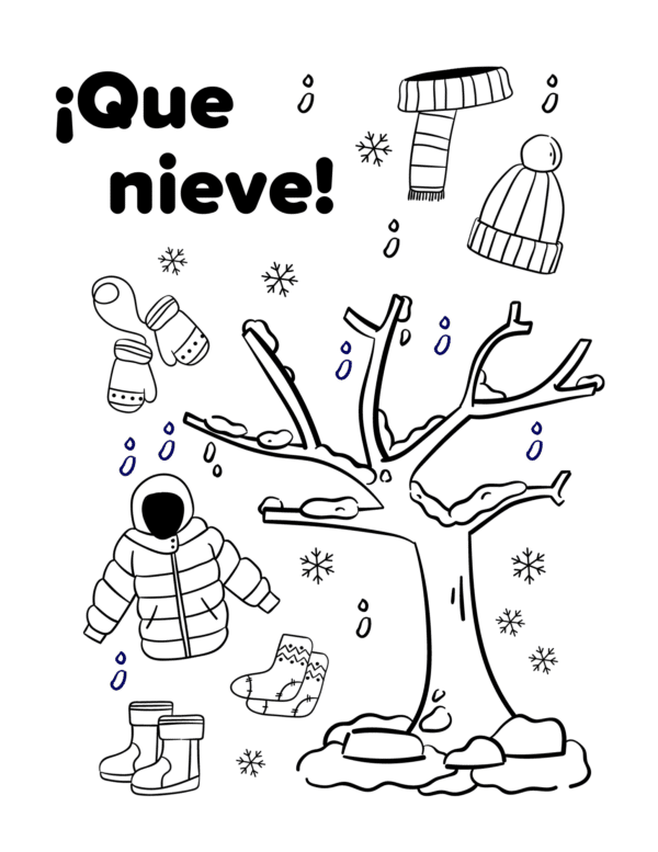 Printable Winter Coloring Sheets with Spanish Vocabulary for Kids ...